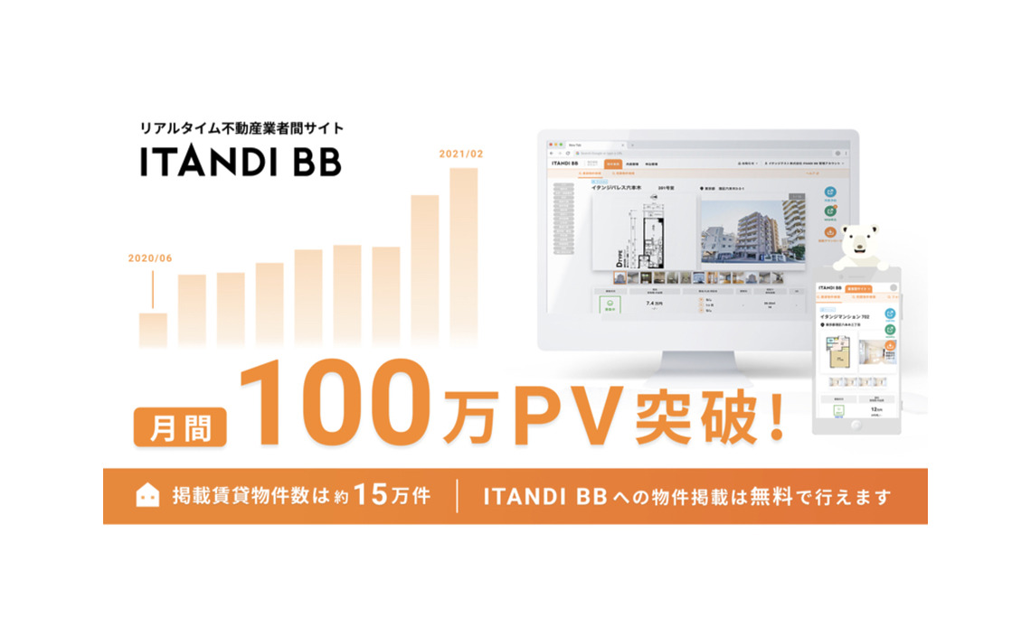 「ITANDI BB」のリアルタイム不動産業者間サイト、アクセス月間100万PV突破 | ニュース | 株式会社GA technologies
